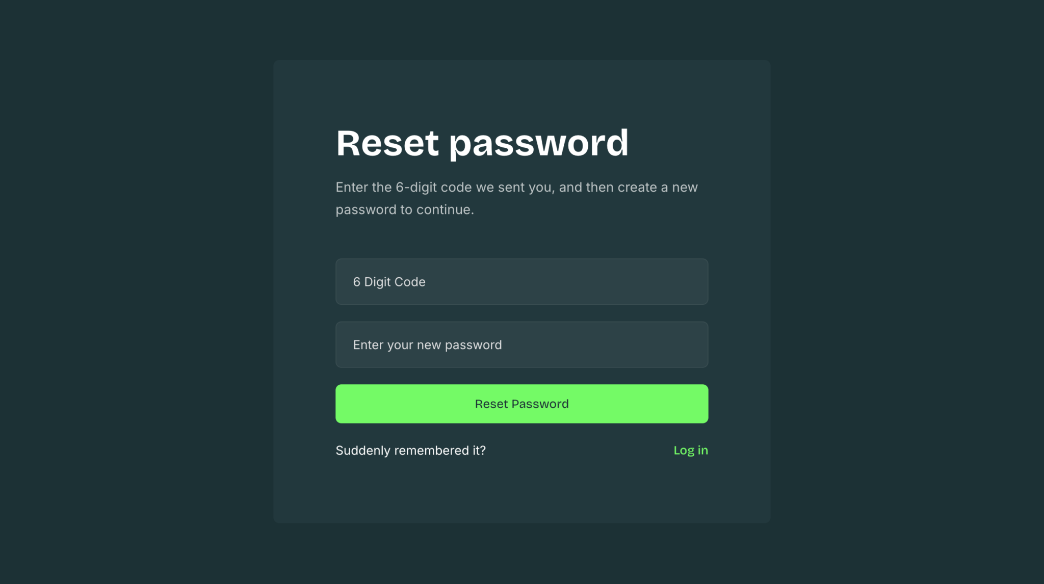 Reset Password Forms - BricksBoard